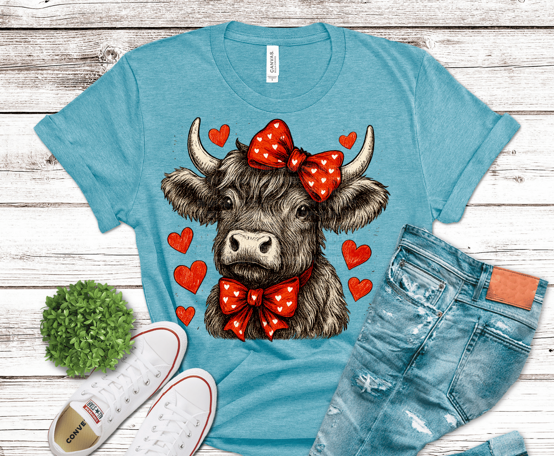 Valentine Highland Cow | DTF Heat Transfer – Griffin Expressions