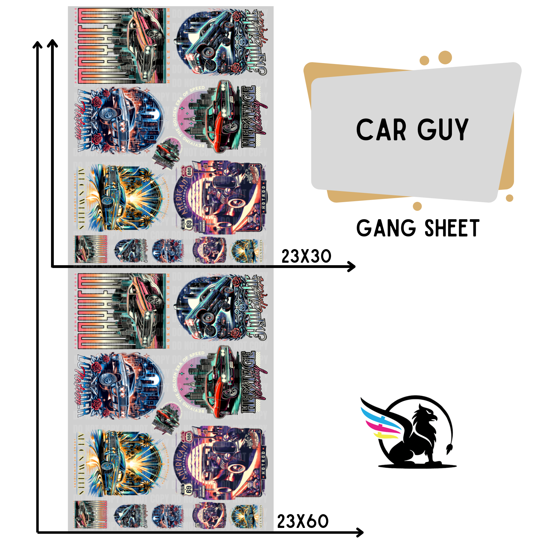 Premade DTF Transfer Gang Sheet For Graphic Tees Car Guy – Griffin ...
