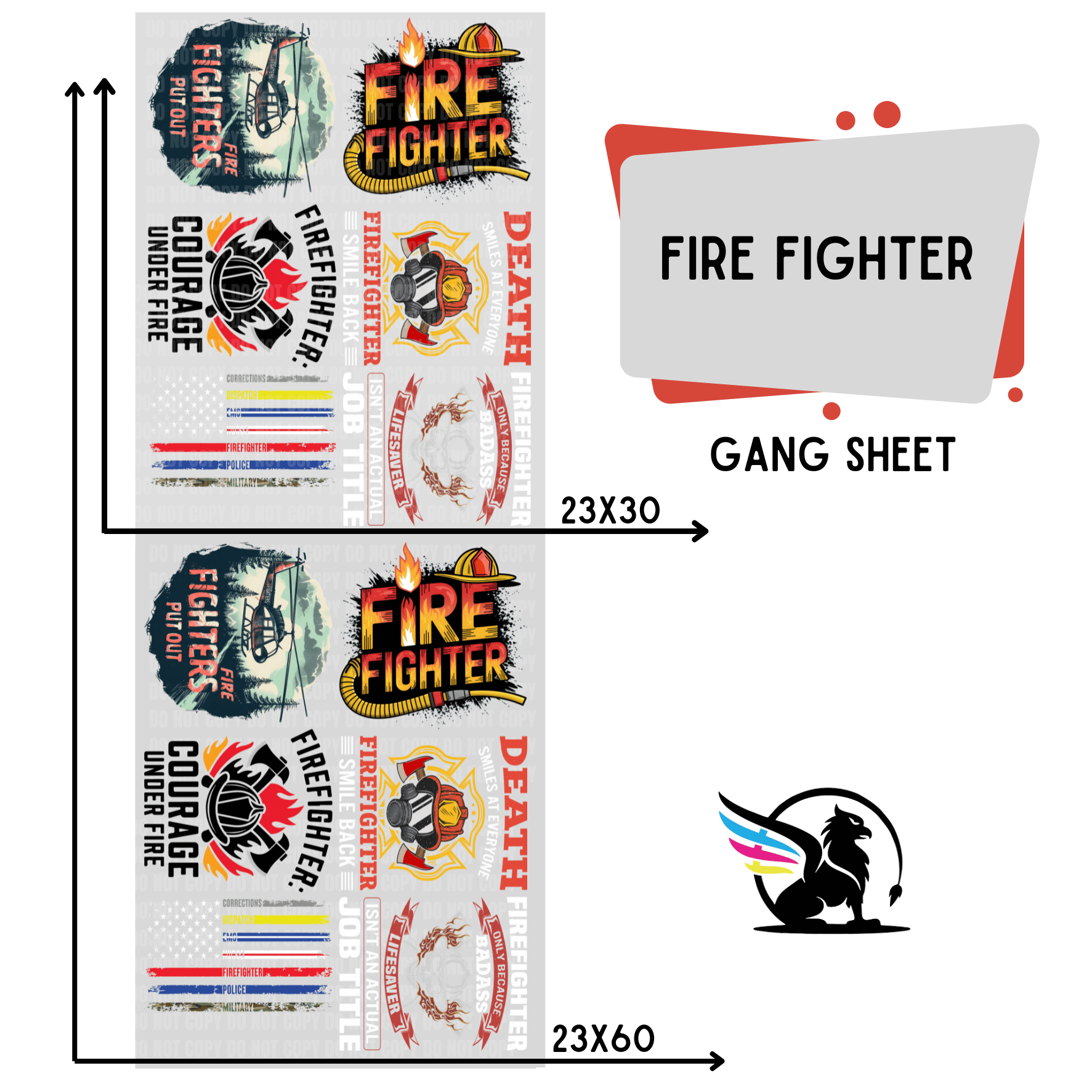 Fire Fighter - Pre-Made DTF Gang Sheet | Ready-to-Press Transfers ...