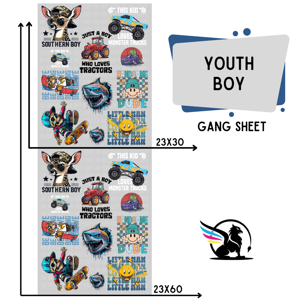 Youth Boy - Pre-Made DTF Gang Sheet | Ready-to-Press Transfers ...
