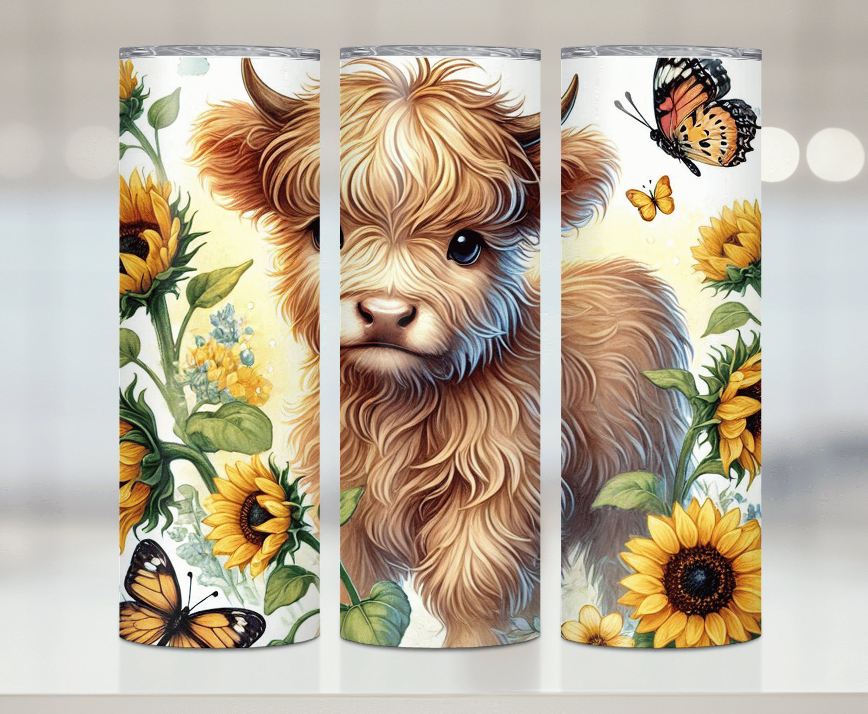 Baby Highland Cow Sunflower Garden | Premium Sublimation Tumbler Trans ...