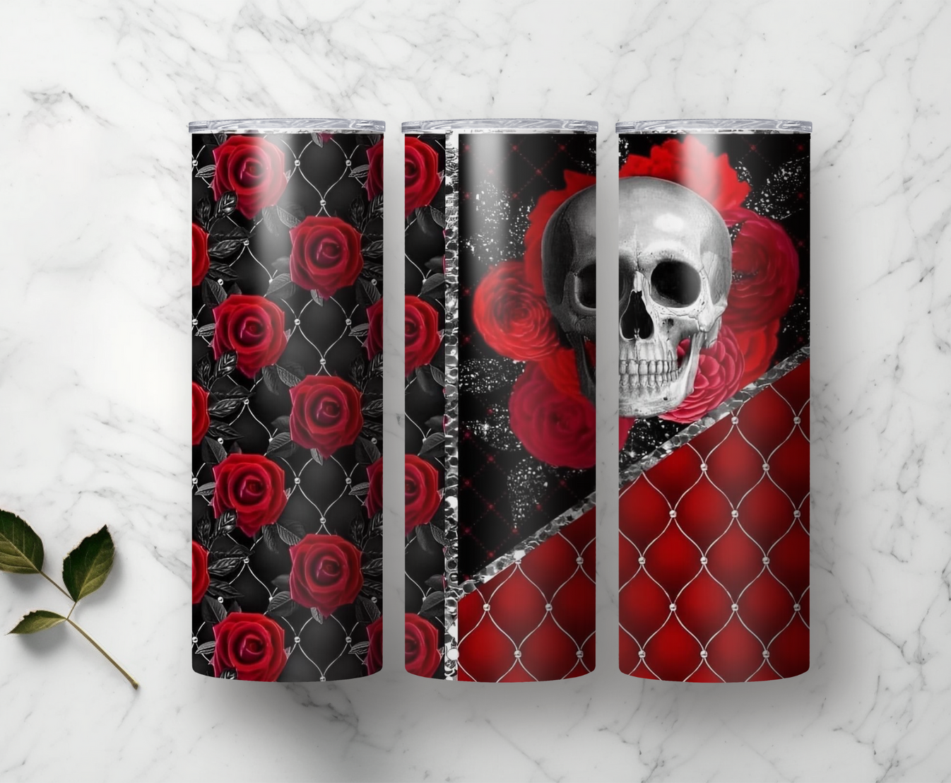 Red Roses Skull | Sublimation Tumbler Transfer – Griffin Expressions
